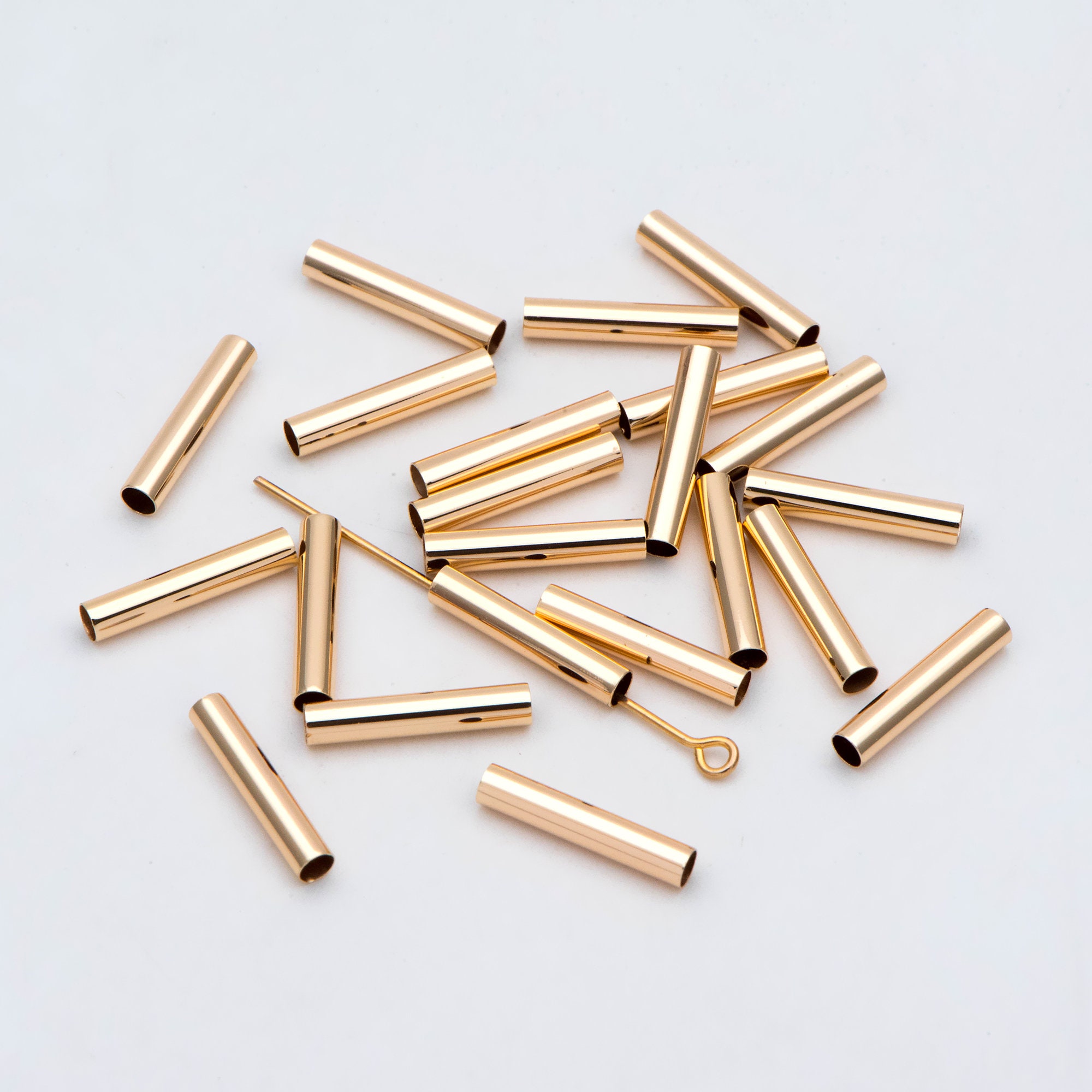 20pcs Gold Straight Tube Beads 15x3mm Real Gold Plated Brass - Etsy