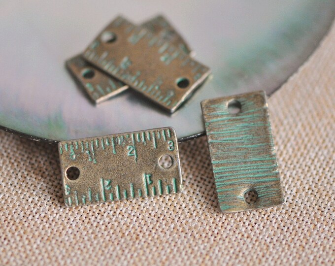 Green Verdigris Patina Ruler Charm Connectors 21x12mm - Etsy