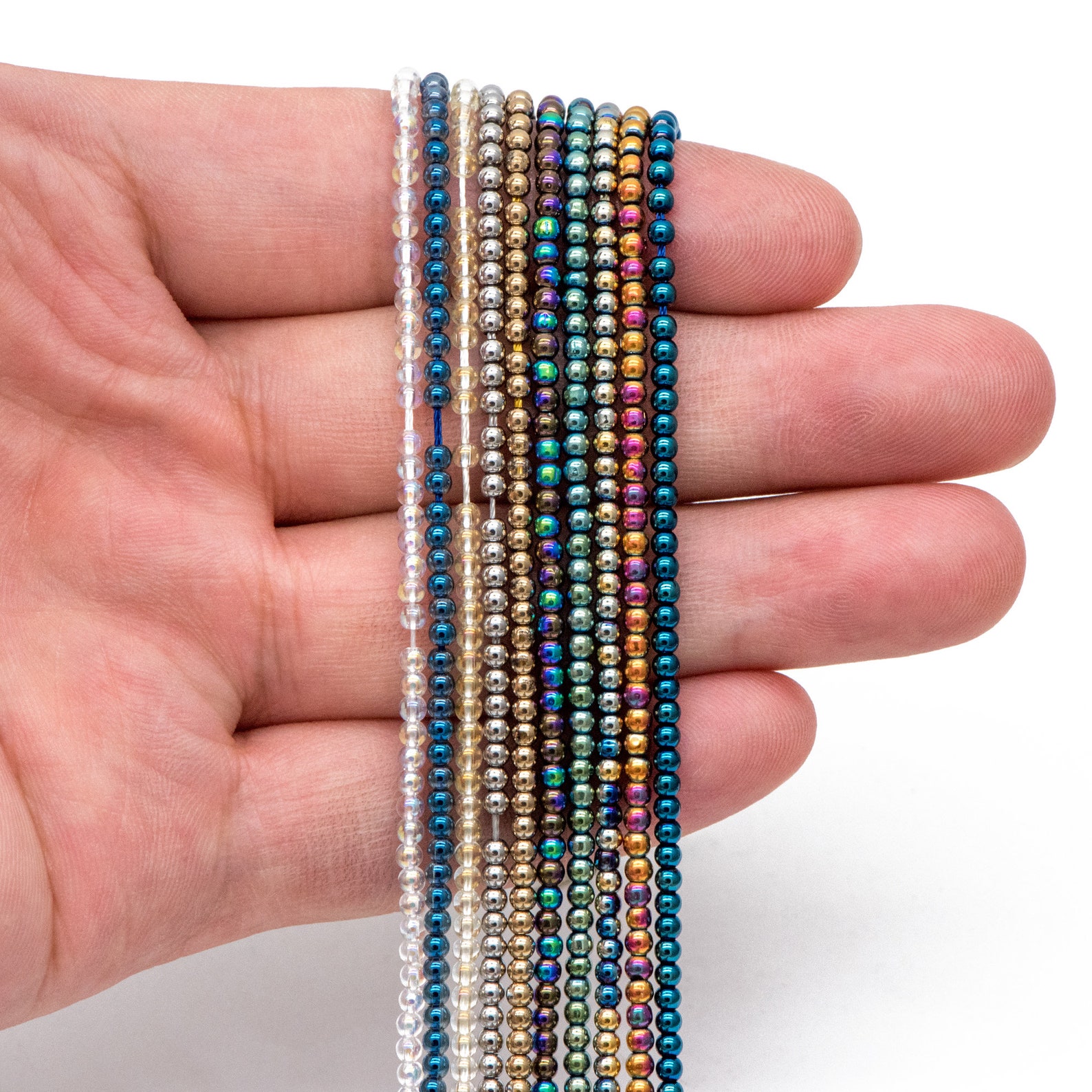 175pcs Smooth Round Glass Beads 2mm Metallic Color Beads - Etsy