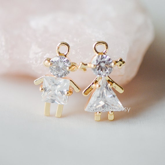 10pcs Gold Boy and Girl Charms 18mm Gold Plated Brass Cubic - Etsy