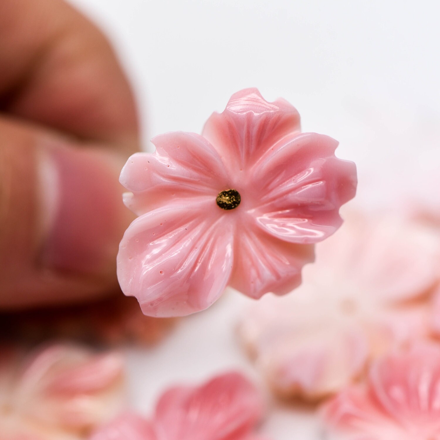 5pcs Pink Queen Conch Shell Flower Carved Cabochon 25mm - Etsy