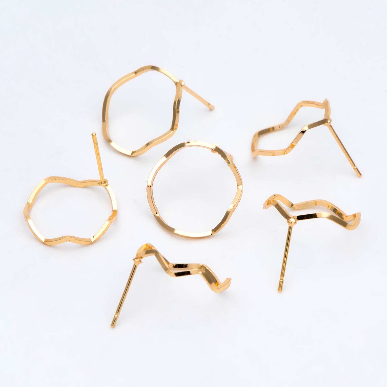 10pcs Round Loop Hoop Ear Posts 18K Gold Plated Brass Circle - Etsy