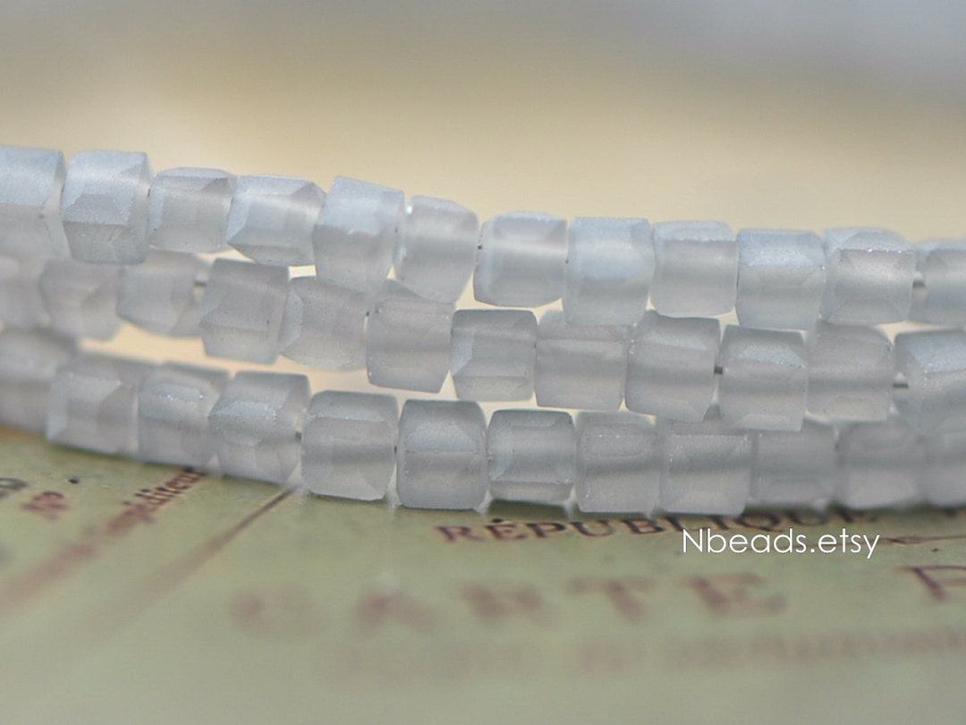 190 Beads Faceted Glass Cube 2mm, Tiny Crystal Spacer Beads, Matte Grey ...