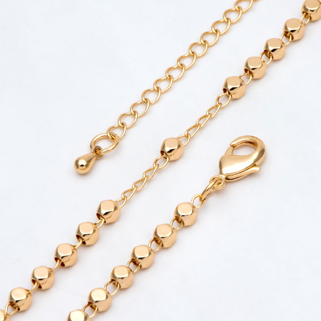 Gold Plated Brass Bead Chains, Finished Bracelet/ Anklet/ Necklace With ...