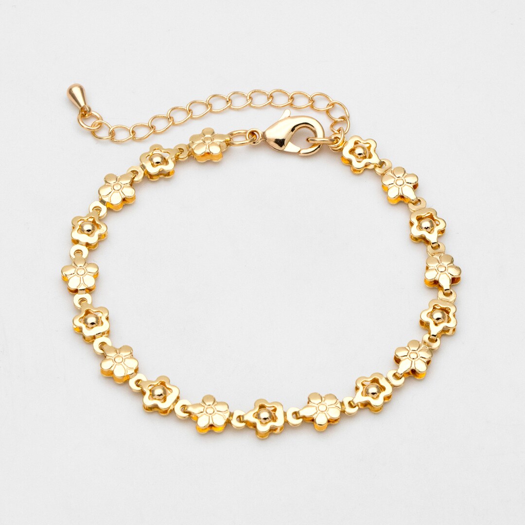 Gold Plated Brass Chevron Leaf Chain 6.3mm, Finished Bracelet/ Anklet ...