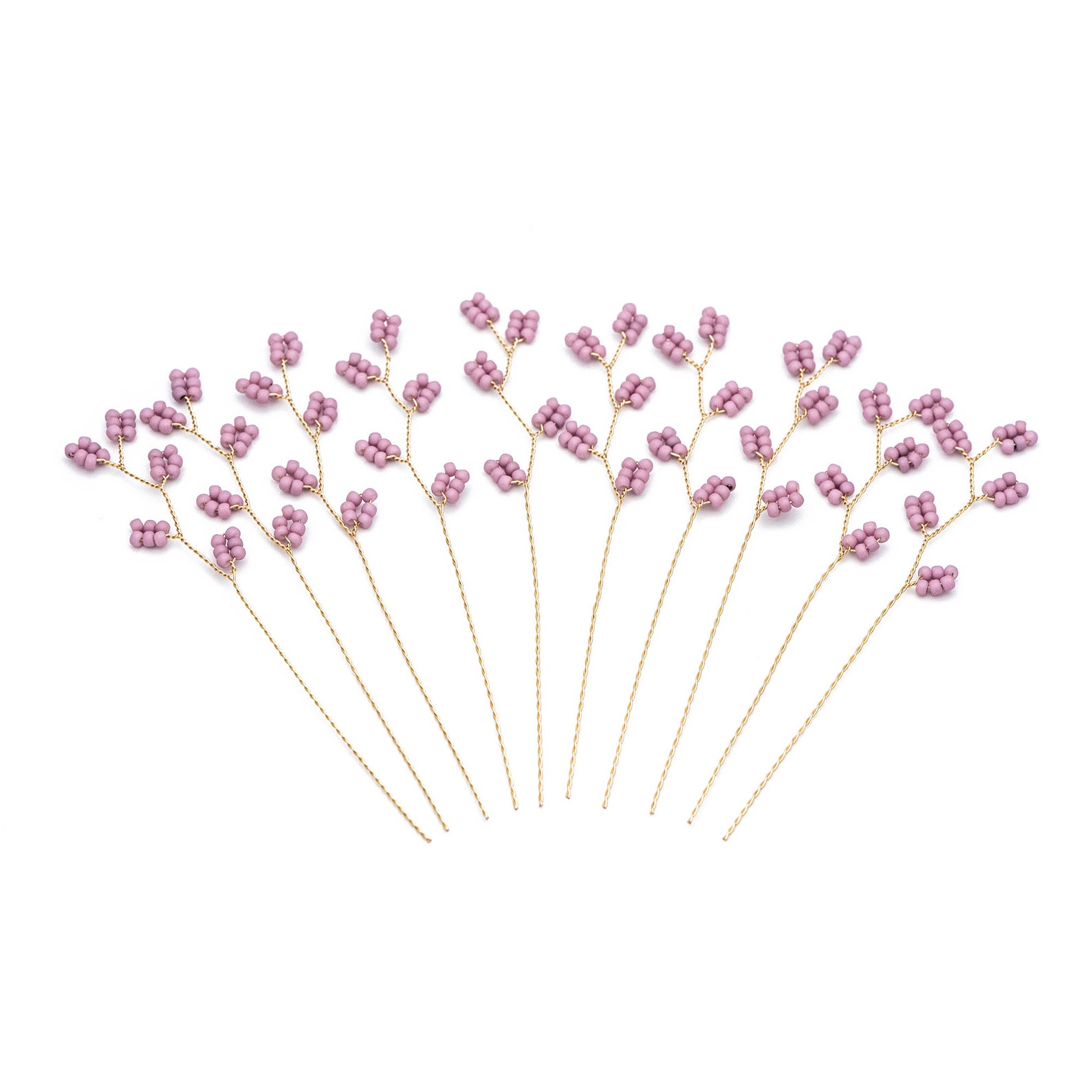10pcs Beaded Leaf Sprigs on Gold Wire, Flower Tassel Hair Accessories ...
