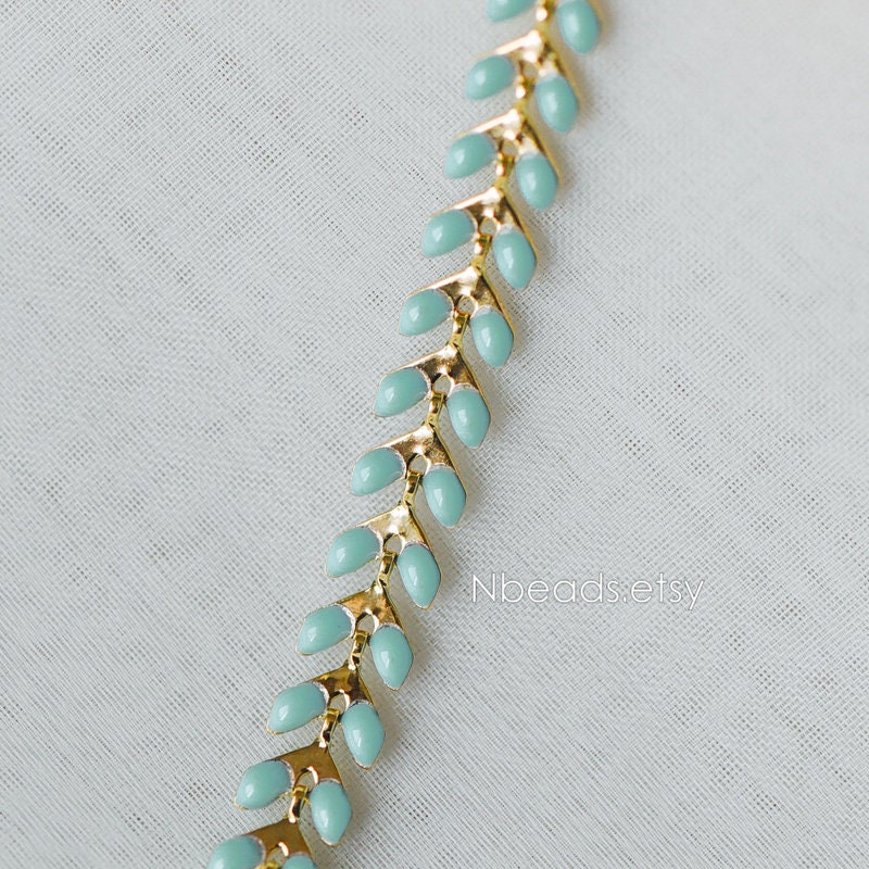 Gold Plated Brass Enamel Chevron Chain 6.3mm Herringbone Flat - Etsy