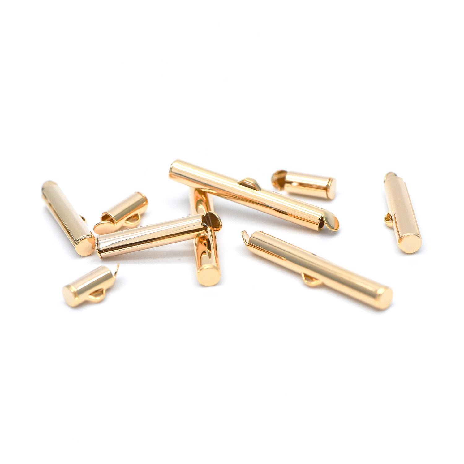 10pcs Slide on Tube Clasp, 18K Gold Plated Brass, Multi Strands Clasp ...