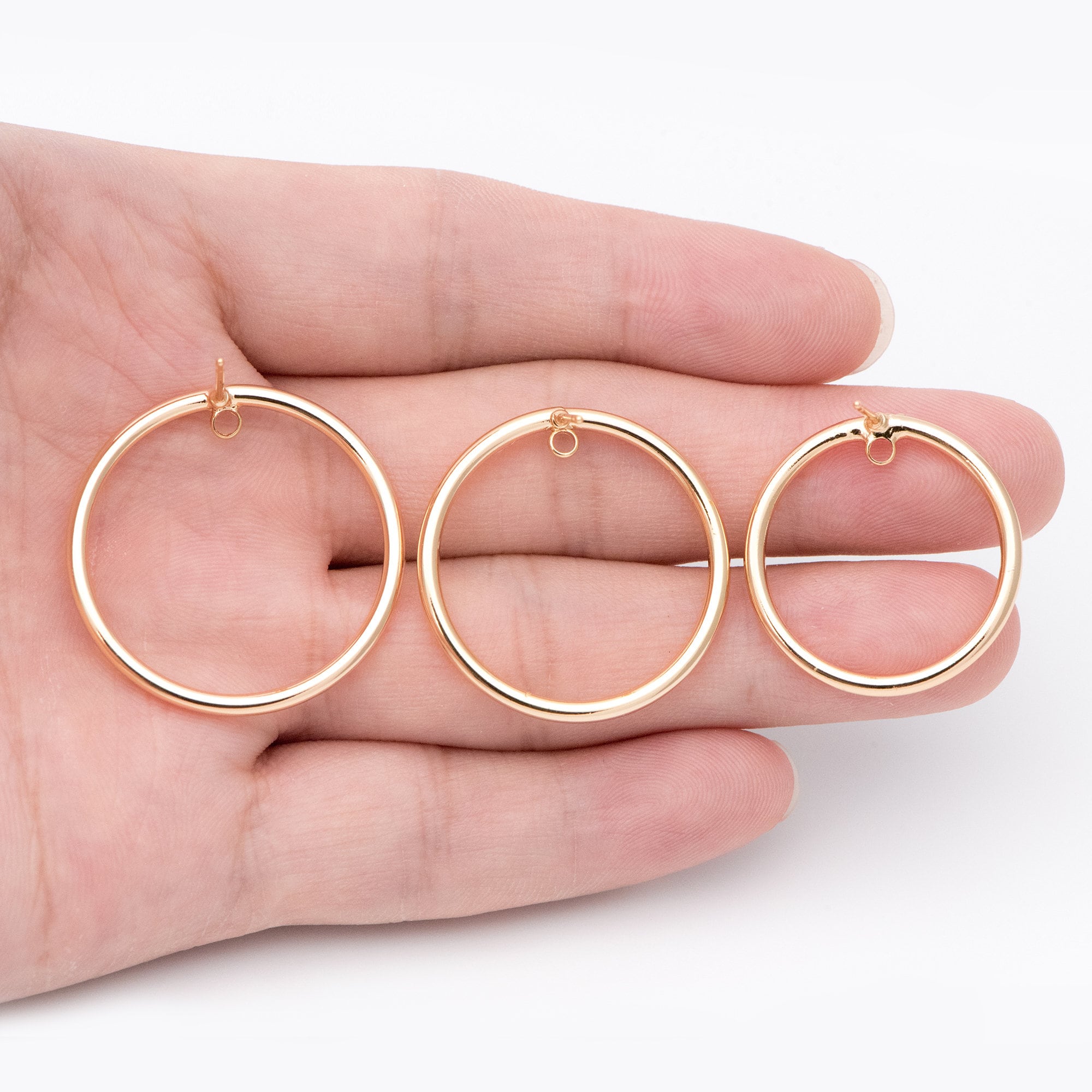 10pcs Gold Circle Earring Studs 25/ 28/ 30mm 18K Gold plated | Etsy