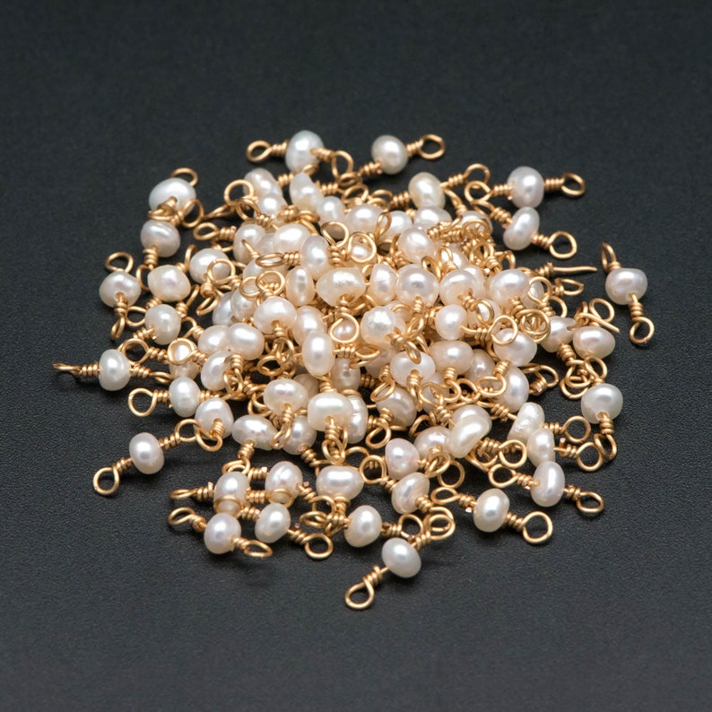 20pcs Natural Freshwater Pearl Connectors Genuine Button | Etsy