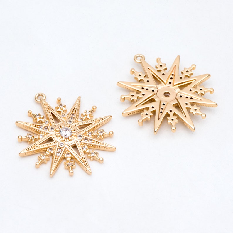 4 colgantes de estrella polar de latón chapado en oro de 25 x 23 mm ...