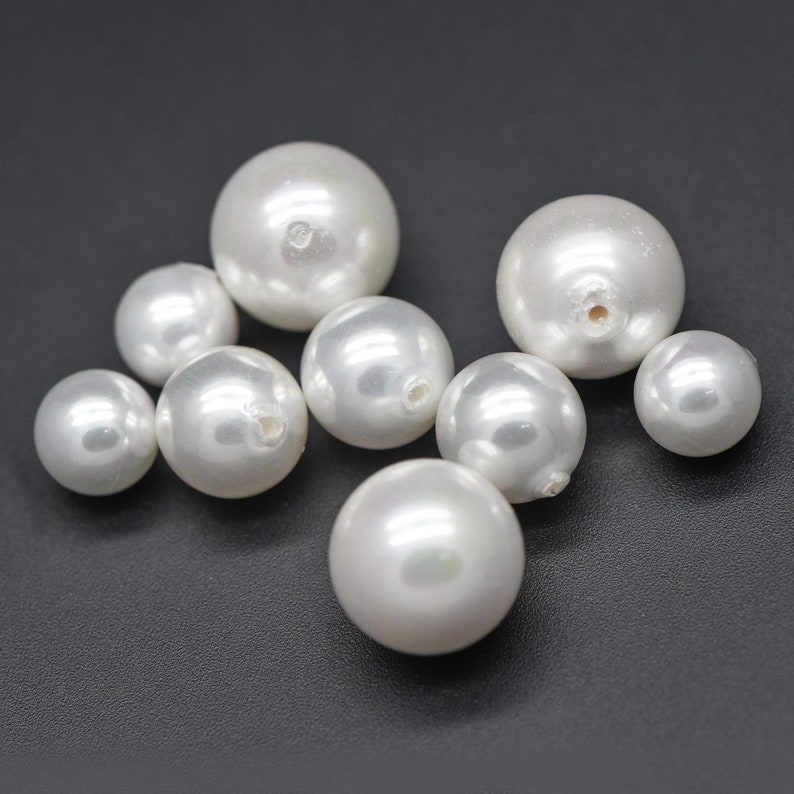 10pcs White Smooth Round Shell Beads With Pearl-colored - Etsy