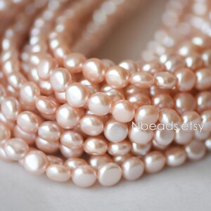 Freshwater Button Pearls 8mm, Peach Round Coin Pearl -(PL03-12)/ 15 ...