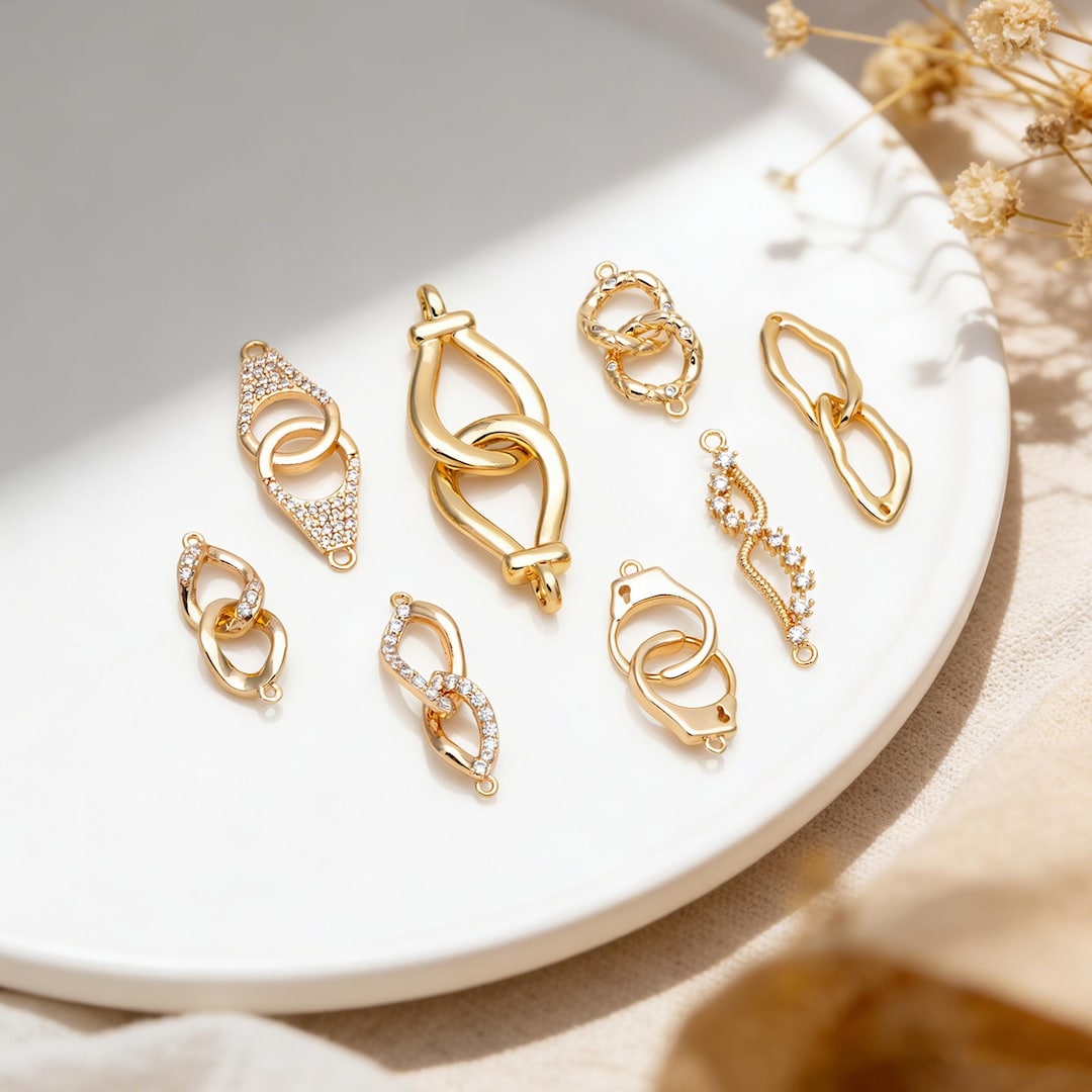 4pcs Gold Chain Connector Links, Bracelet Connector, Earring Findings ...