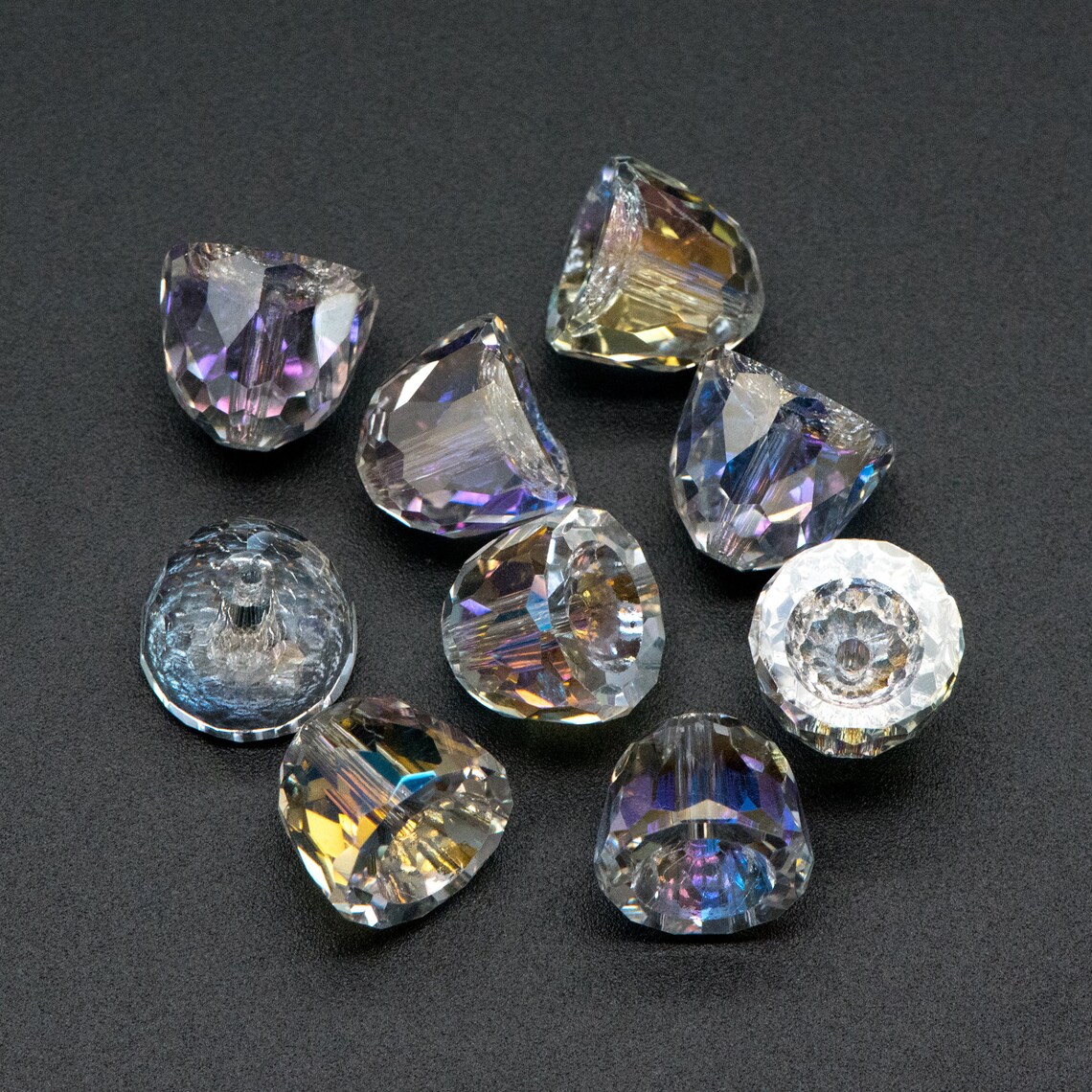 10pcs Faceted Crystal Bell Beads 10x11mm Sparkly Semicircle | Etsy