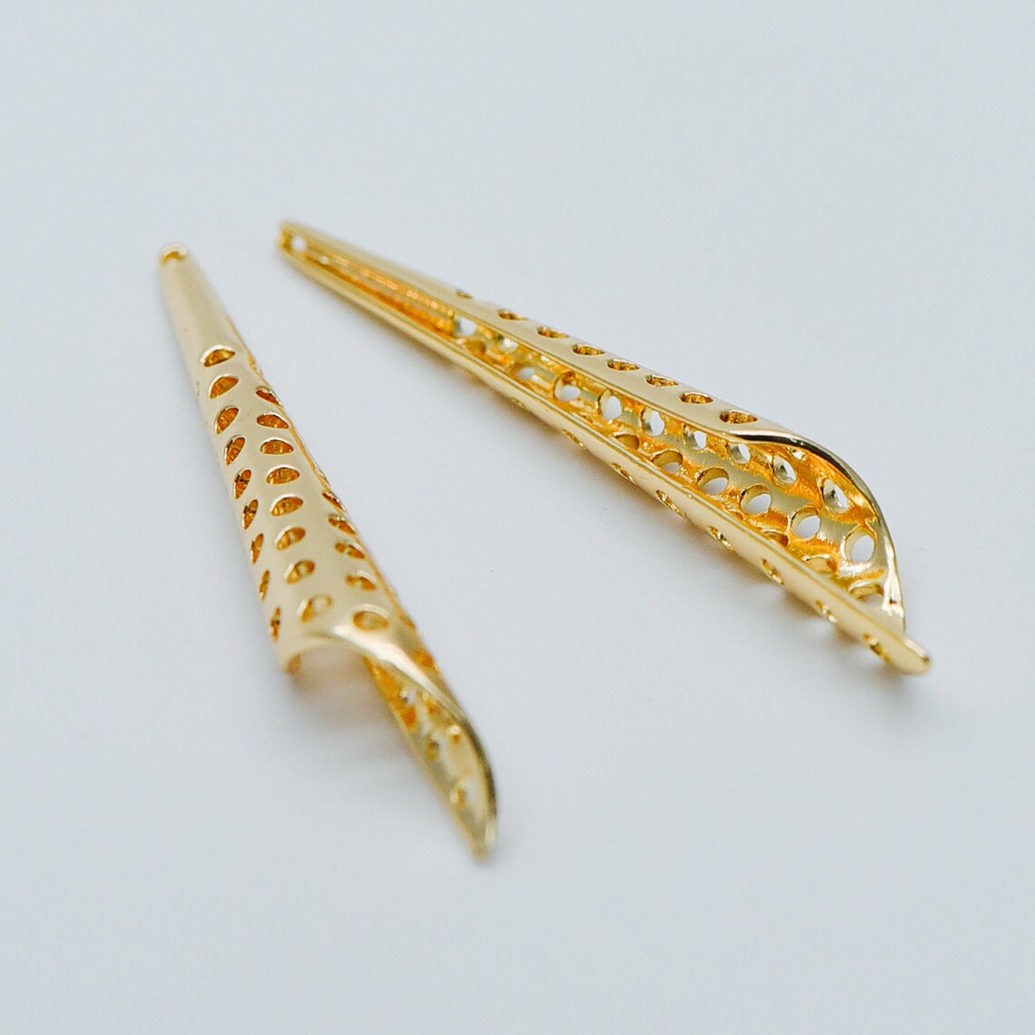 10pcs Gold Long Stick Charms 44x6mm Gold plated Brass Tube | Etsy