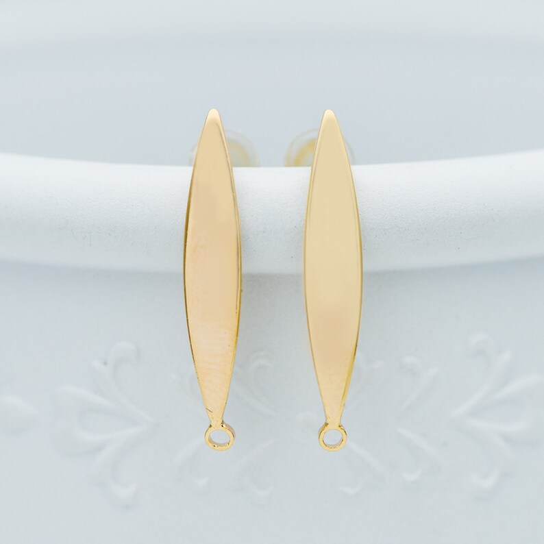 10pcs Gold Bar Ear Posts 24x4mm 18K Gold Plated Leaf Ear - Etsy