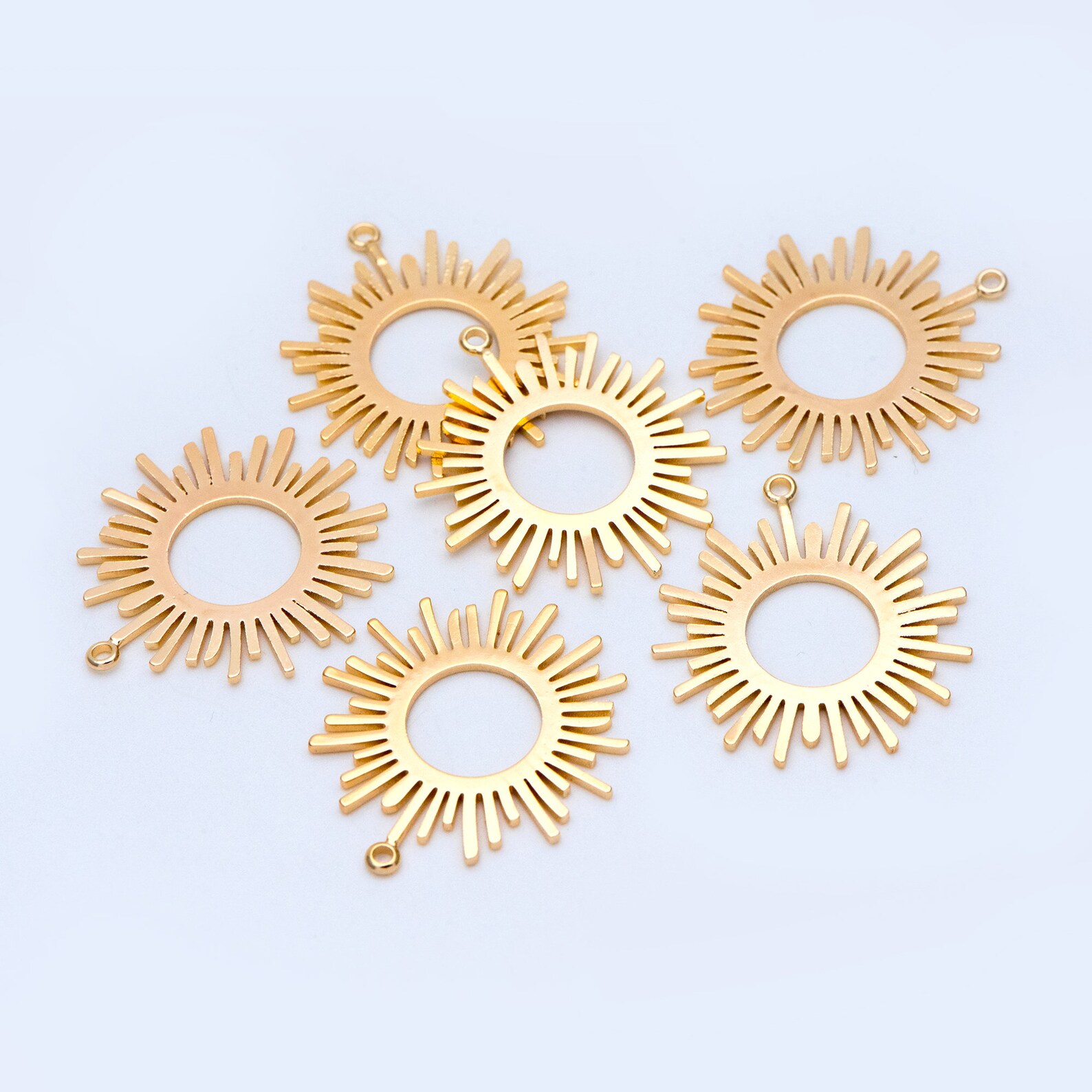 10pcs Gold Round Sun Charms 30x27mm 18K Gold Plated Brass - Etsy