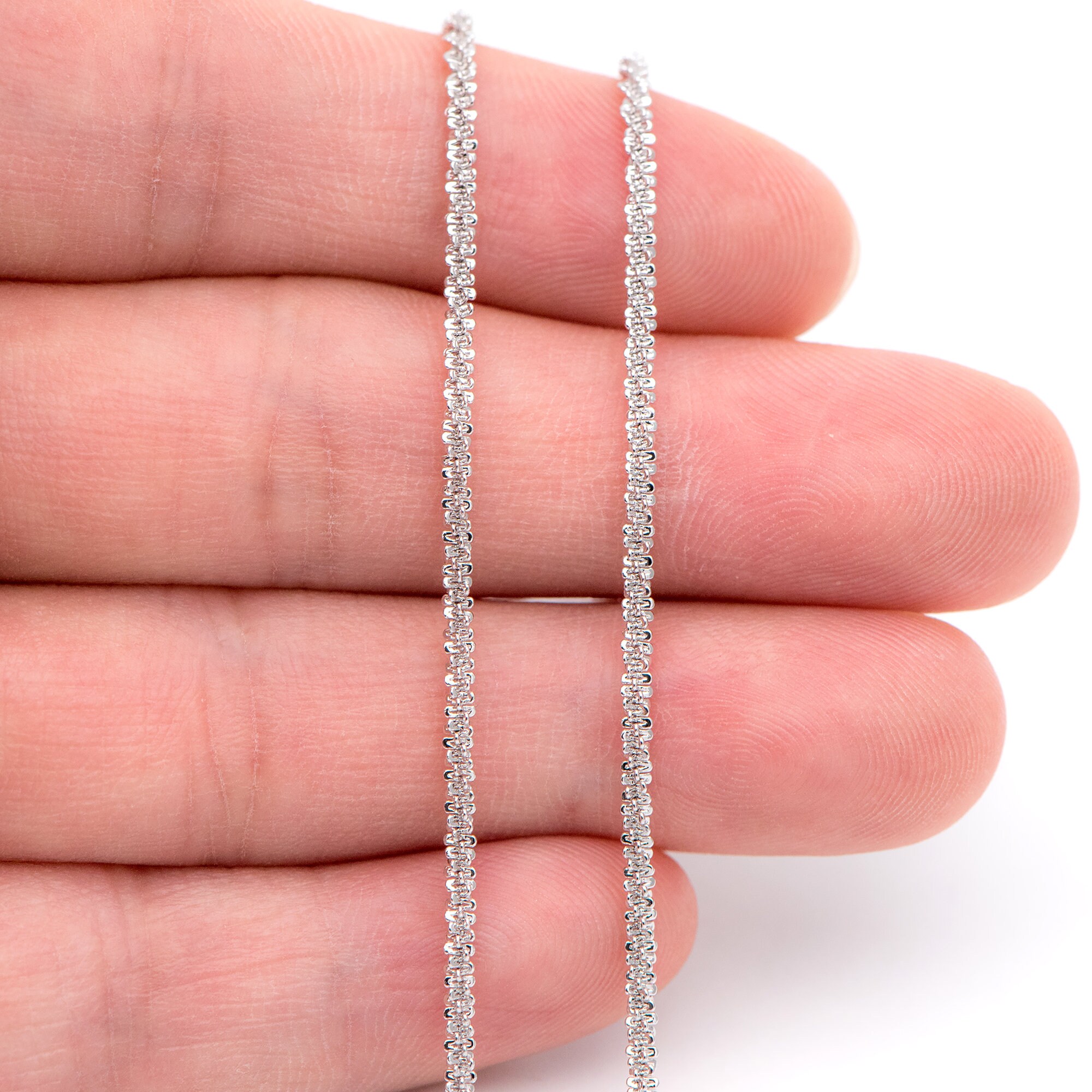 Silver tone Specialty Chains 2.2mm Rhodium plated Brass | Etsy