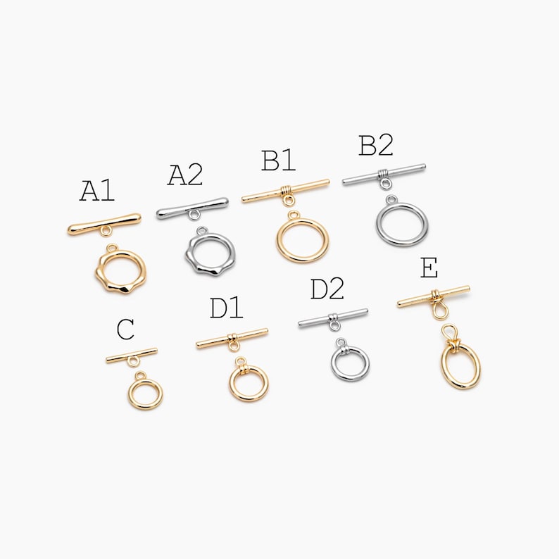 10 Sets Gold/ Silver Tone Toggle Clasp, Real Gold/ Rhodium Plated Brass ...