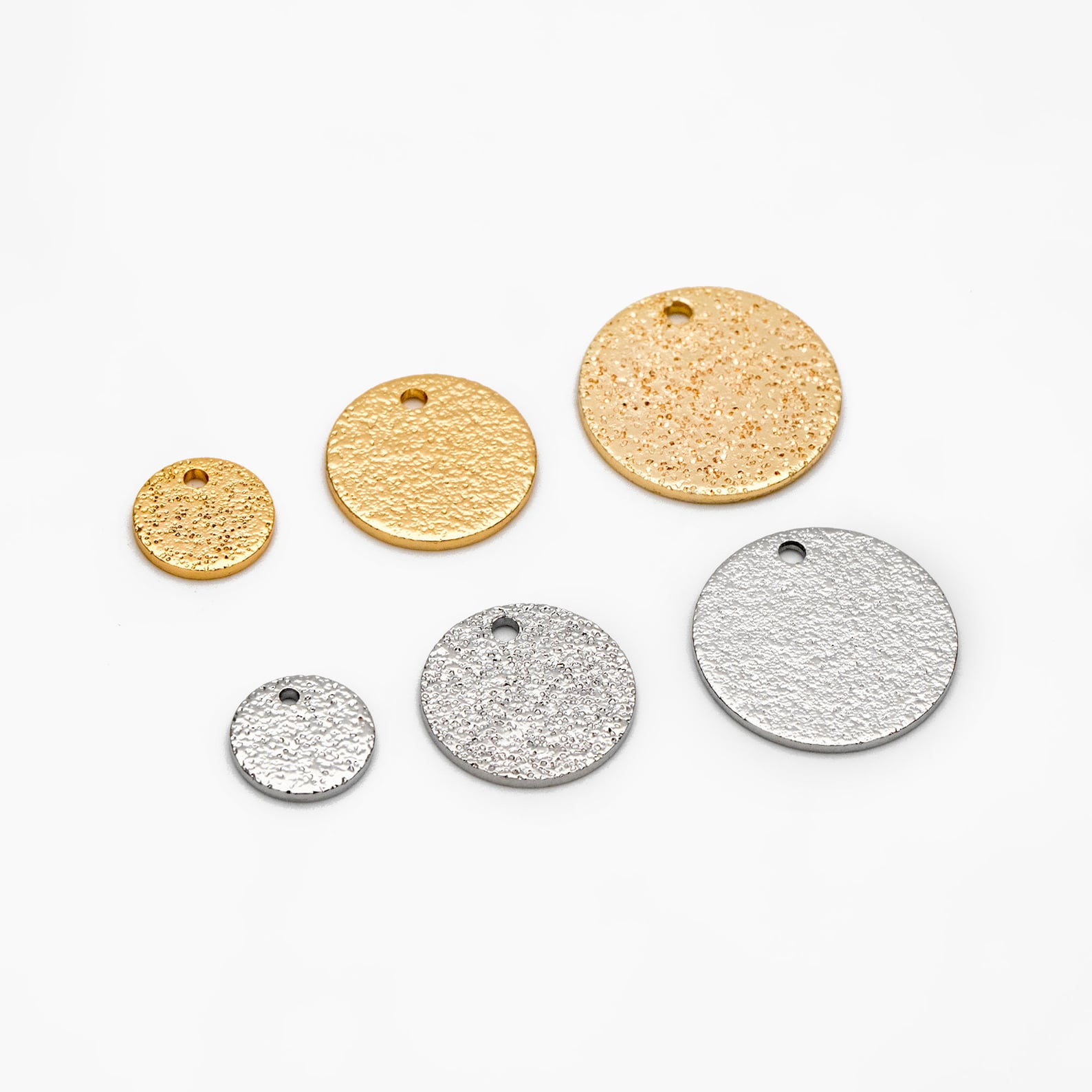 10pcs Gold/ Silver Tone Round Disc Charms 8/ 12/ 15mm, Gold/ Rhodium ...