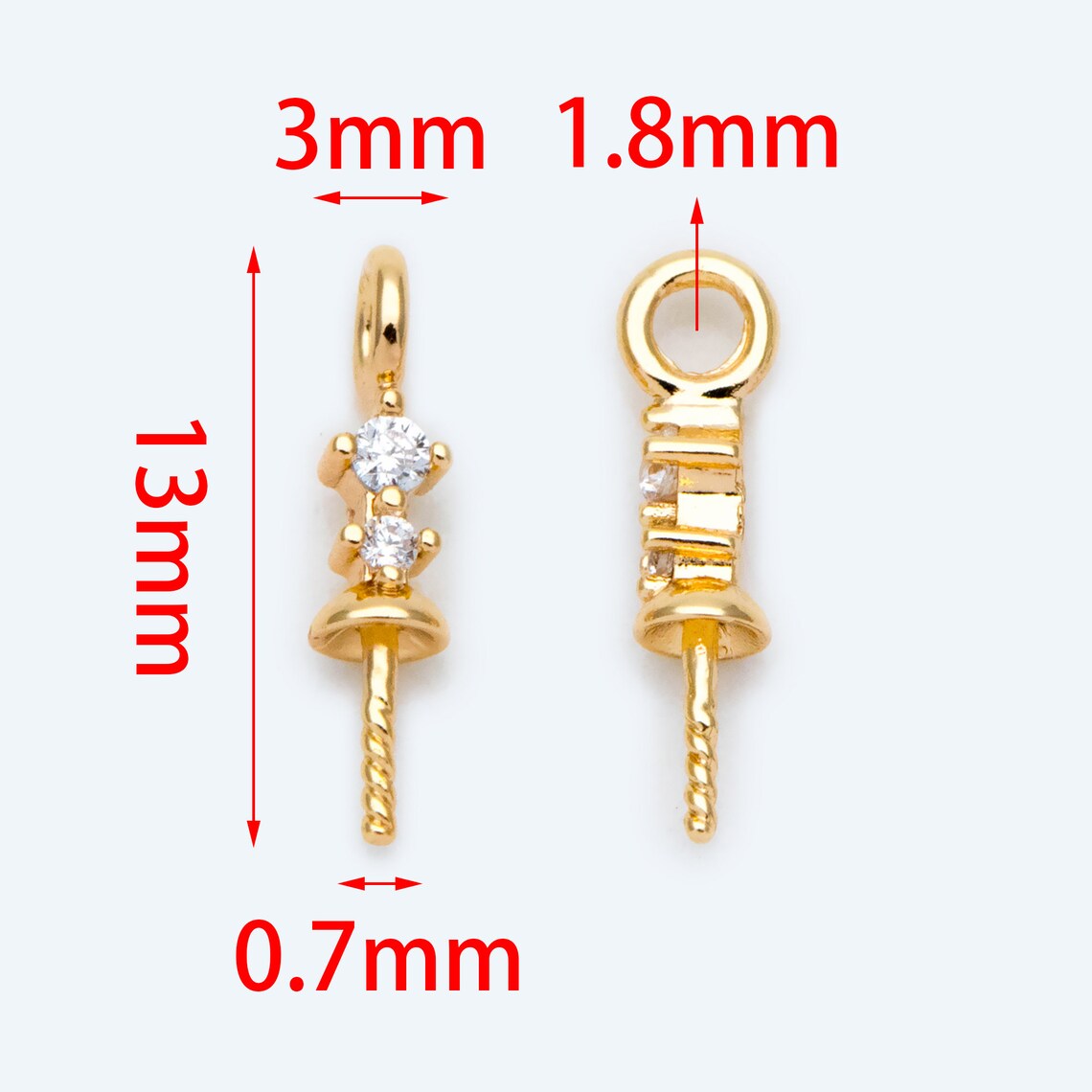 10pcs CZ Pave Gold Pearl Setting DIY Charm Drop Bail Peg - Etsy