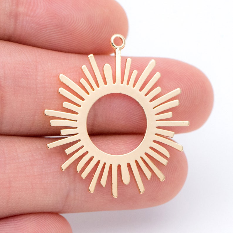 10pcs Gold Round Sun Charms 30x27mm 18K Gold Plated Brass - Etsy