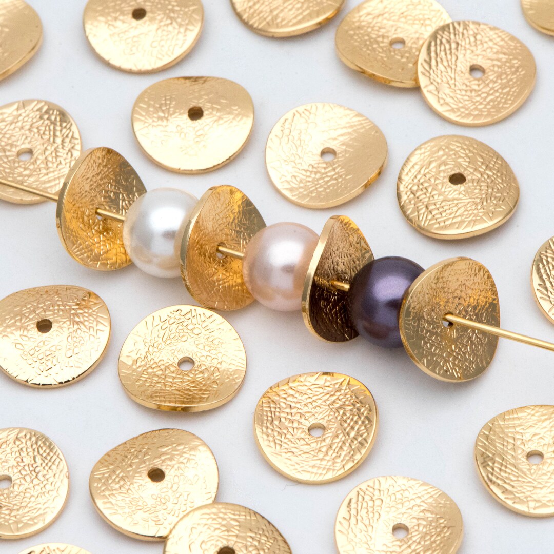 10pcs Gold Disc Spacer Beads 11mm, 18K Gold Plated Brass, Round Coin ...