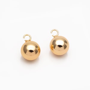10pcs Gold/ Silver Sphere Charms 8mm, Real Gold/ Rhodium Plated Brass ...