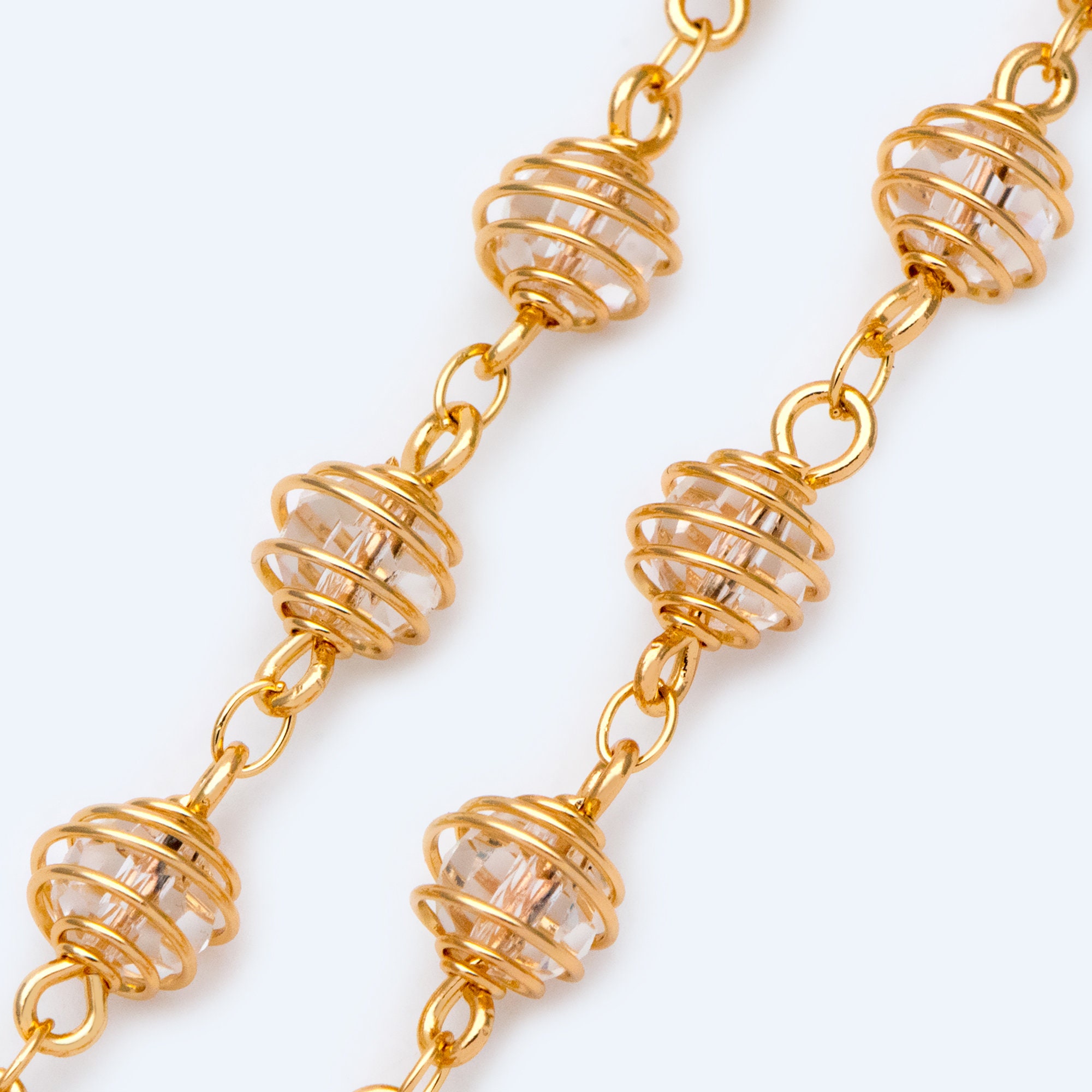 Gold Crystal Bead Chain 7.5mm Glass Rondelle Beaded Chain | Etsy