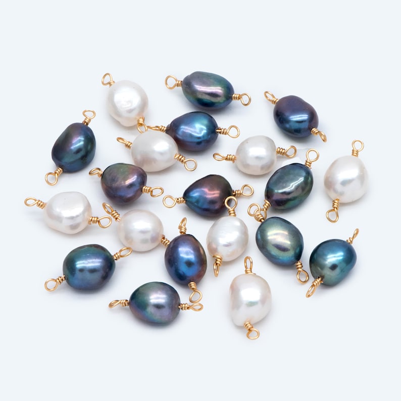 10pcs Natural Freshwater Pearl Connectors Genuine Baroque - Etsy