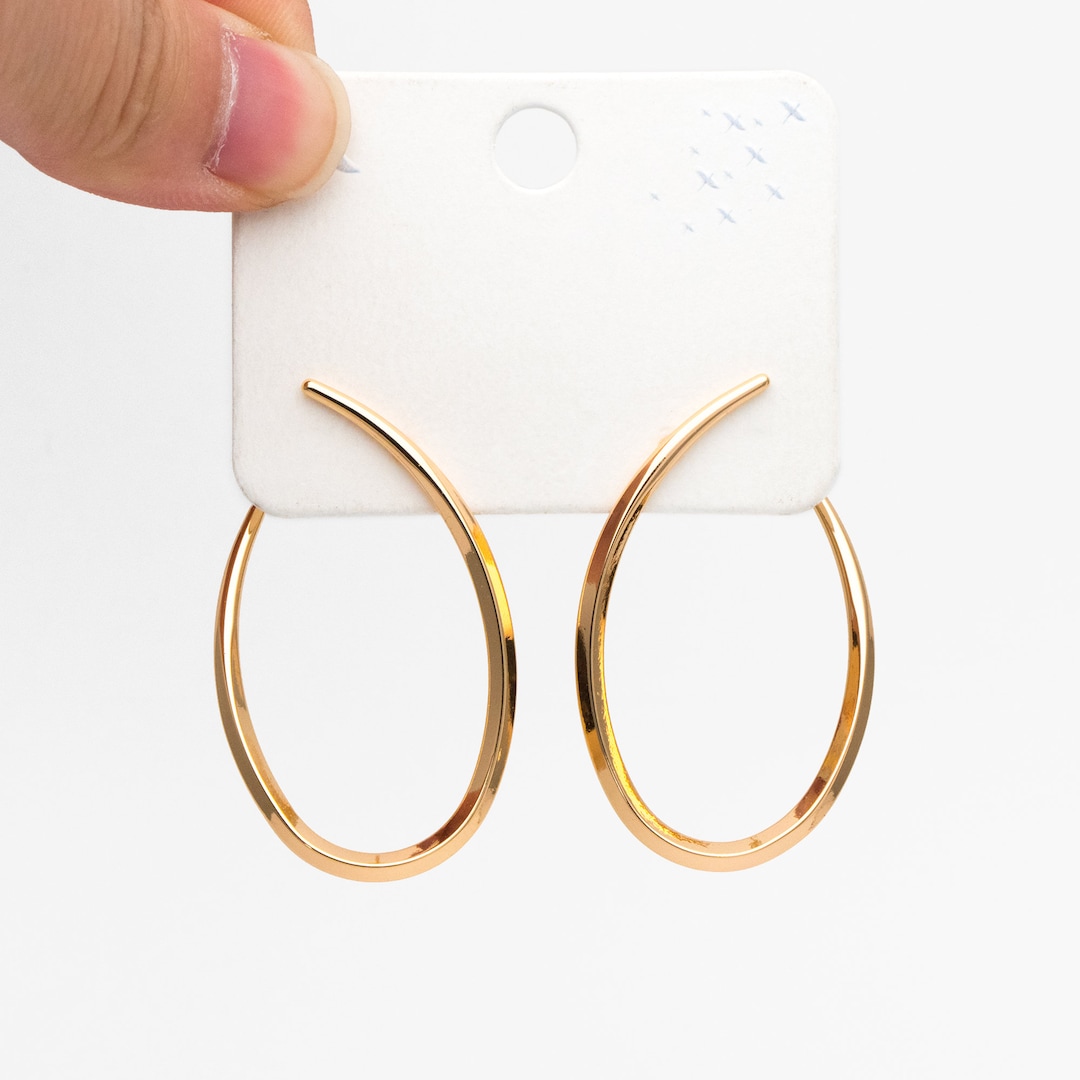 4pcs Gold U-shaped Earrings 18K Gold Plated Brass Horn Stud - Etsy