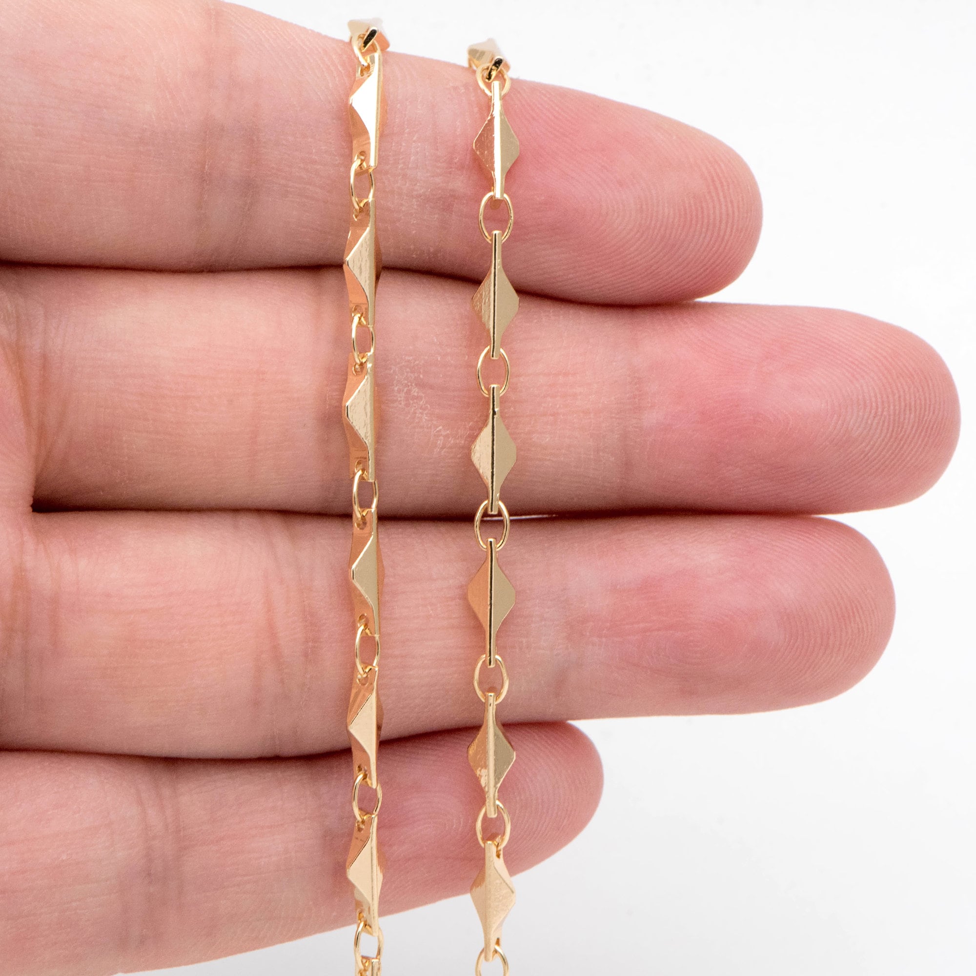 Gold Plated Brass Bar Link Chain 2.8mm, 18K Gold Plated Brass Chains ...