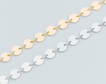 Gold Round Disc Chains 6mm Handmade Disk Geometric Chain | Etsy