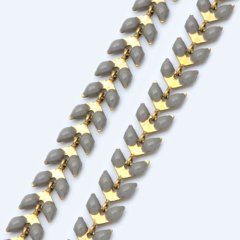 Grey Enamel Brass Arrow Chain 6mm Flat Chevron Chain - Etsy