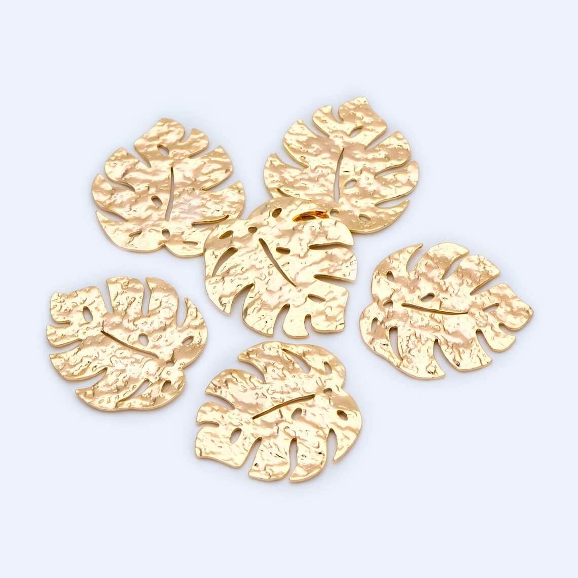 10pcs Gold Plated Brass Textured Monstera Leaf Charm 30mm | Etsy