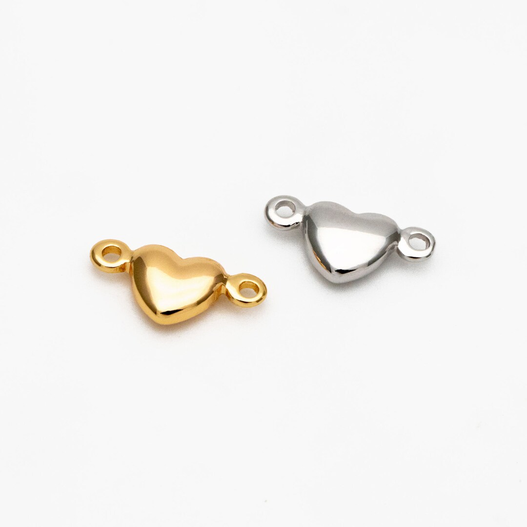 20pcs Gold /silver Heart Connectors 10mm, Real Gold/ Rhodium Plated ...