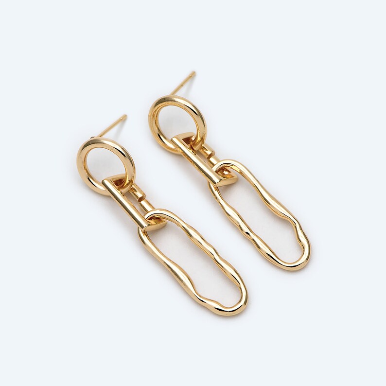 10pcs Long Oval Ear Posts 18K Gold Plated Brass Minimalist | Etsy