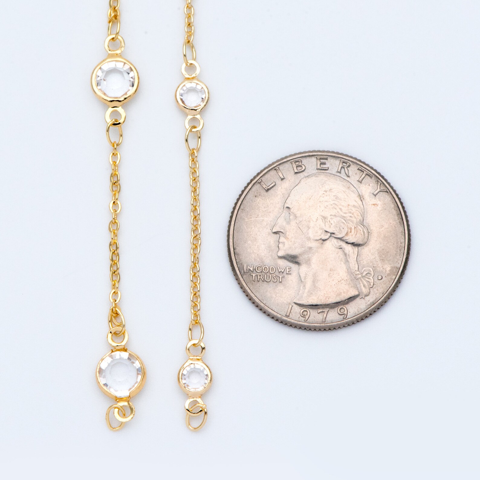 Gold Plated Brass Crystal Beaded Chains 4.5/ 7mm Round Coin - Etsy