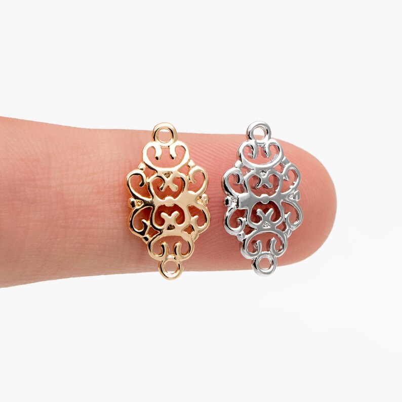 10pcs Gold /silver Filigree Charms 17mm, Real Gold/ Rhodium Plated ...