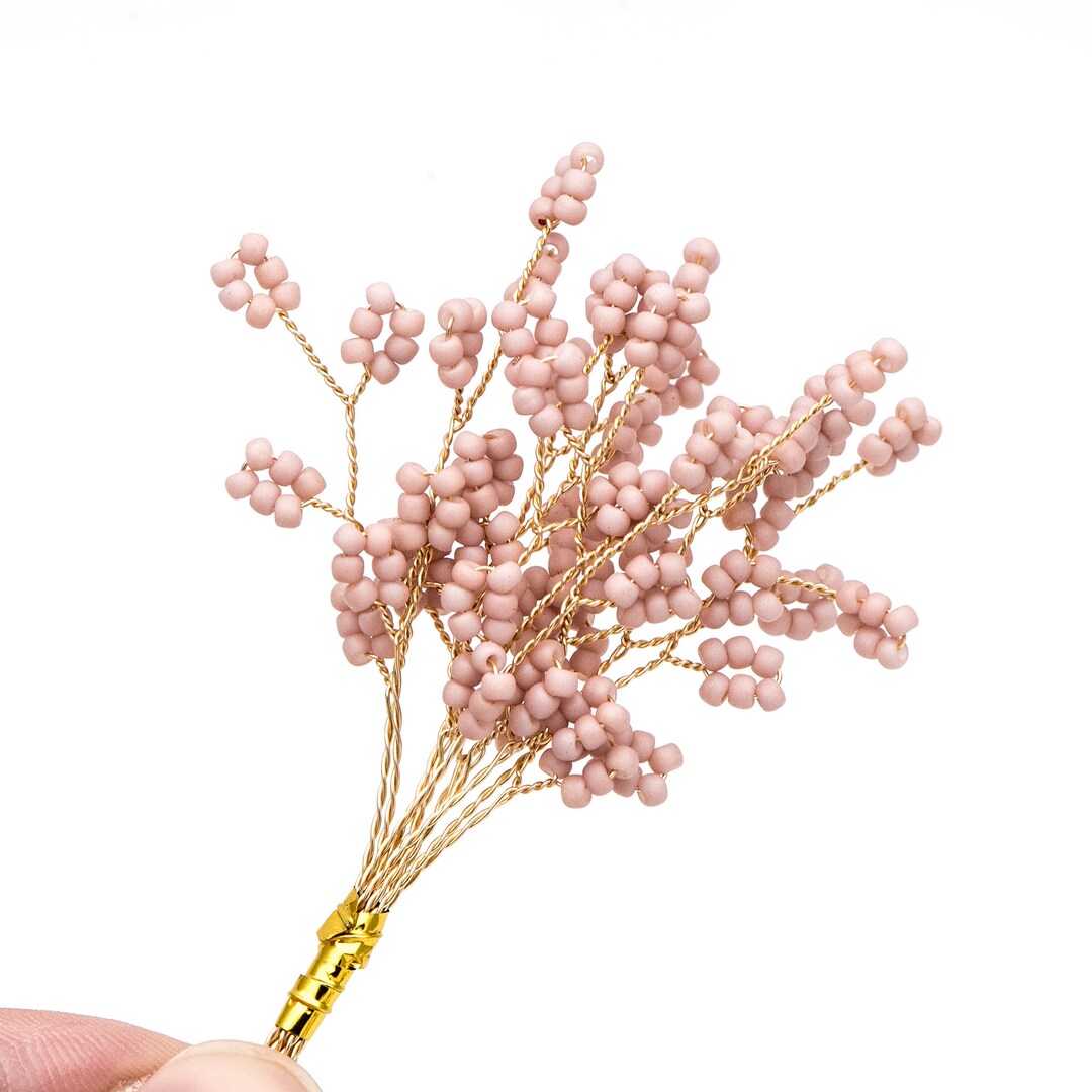 10pcs Beaded Leaf Sprigs on Gold Wire Flower Tassel Hair - Etsy