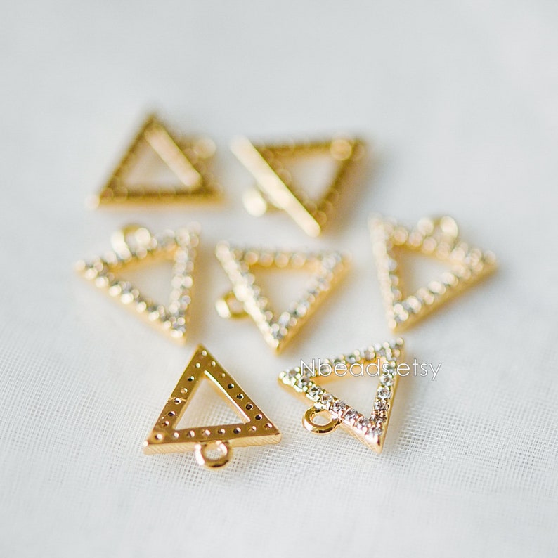 4pcs Micro Pave Gold Triangle Charms 10mm Cubic Zirconia | Etsy