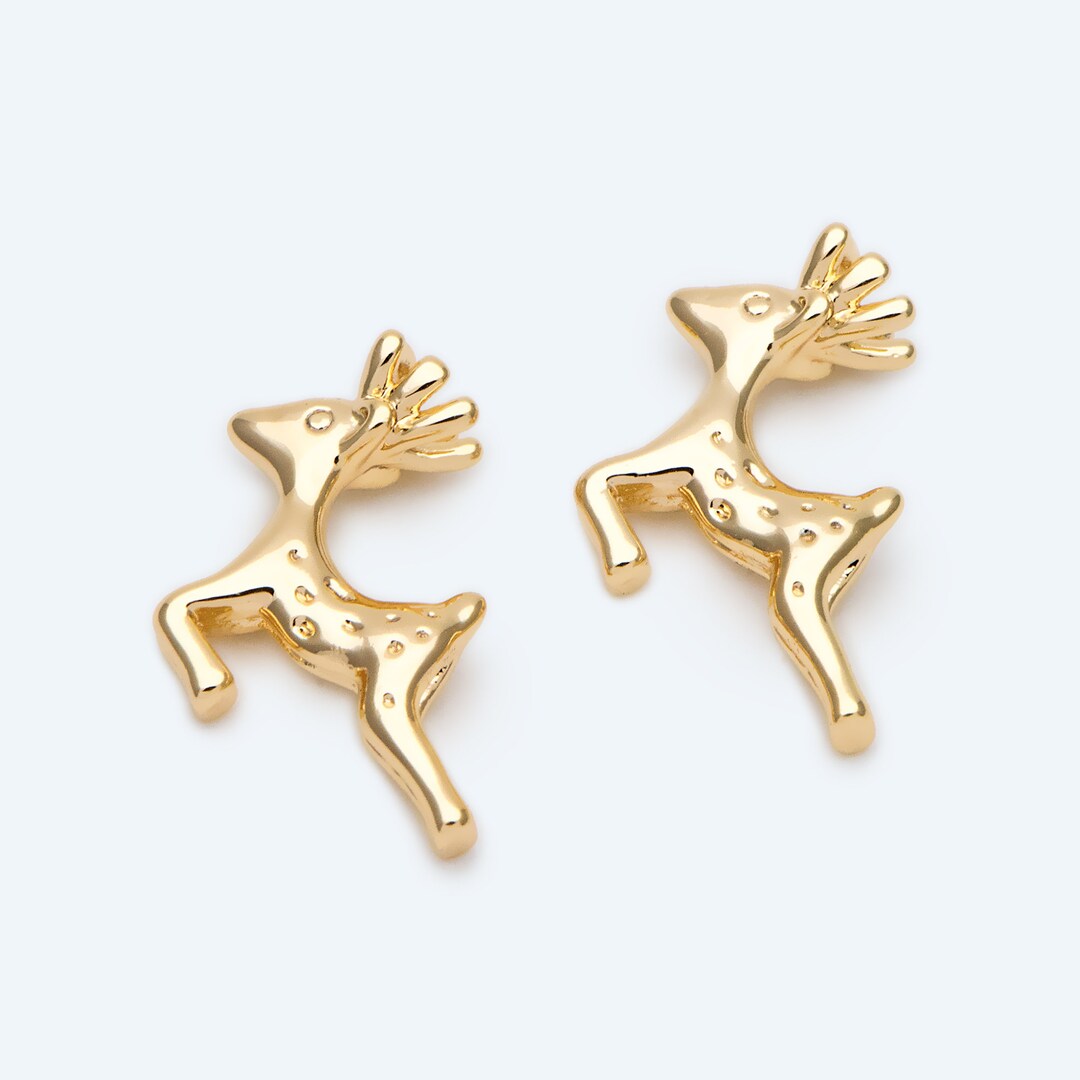10pcs Gold Deer Charms, Jumping Stag Pendants, Jewelry Making Supplies ...