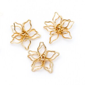 10pcs Gold Plated Iron Wire Flowers 15mm, Hand-wired Floral Charm ...