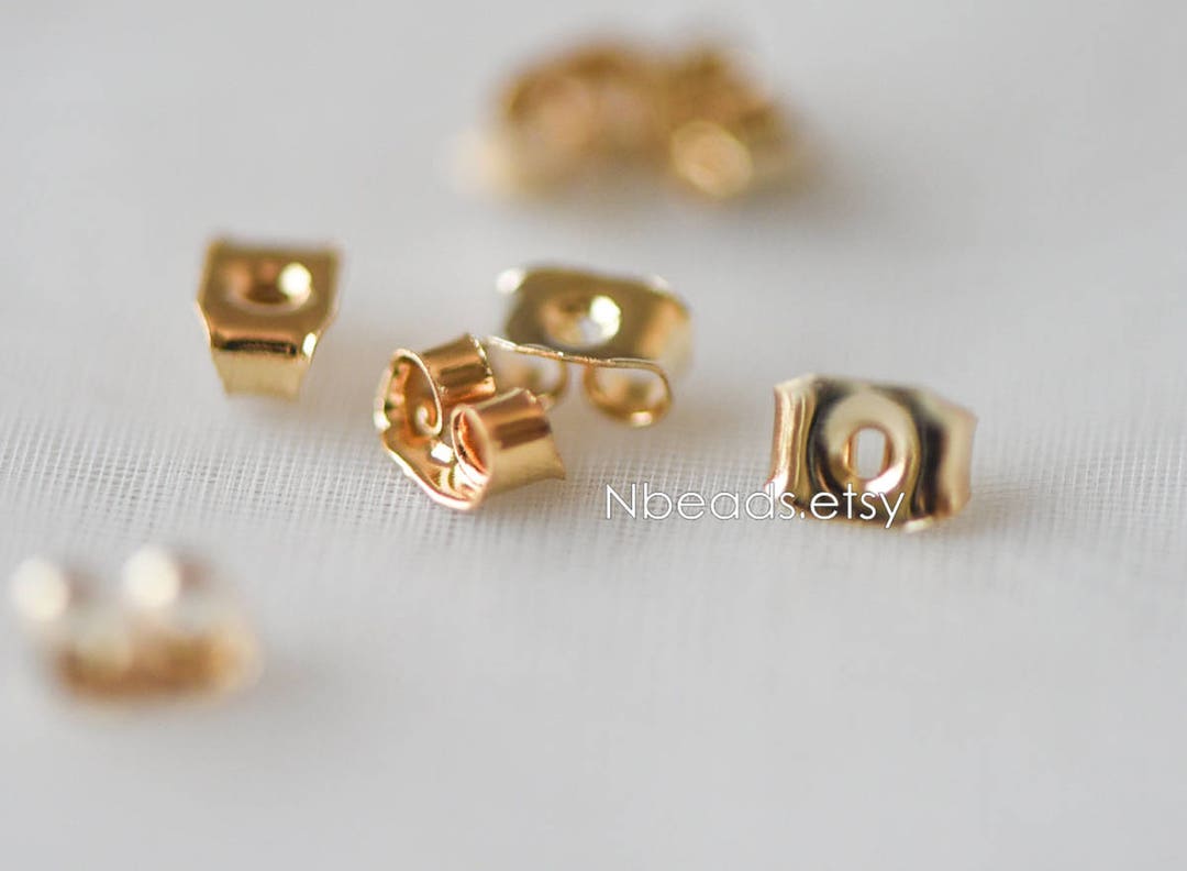 20pcs Gold Plated Brass Ear Nuts, Earring Back Stoppers 5mm/ 7mm ...