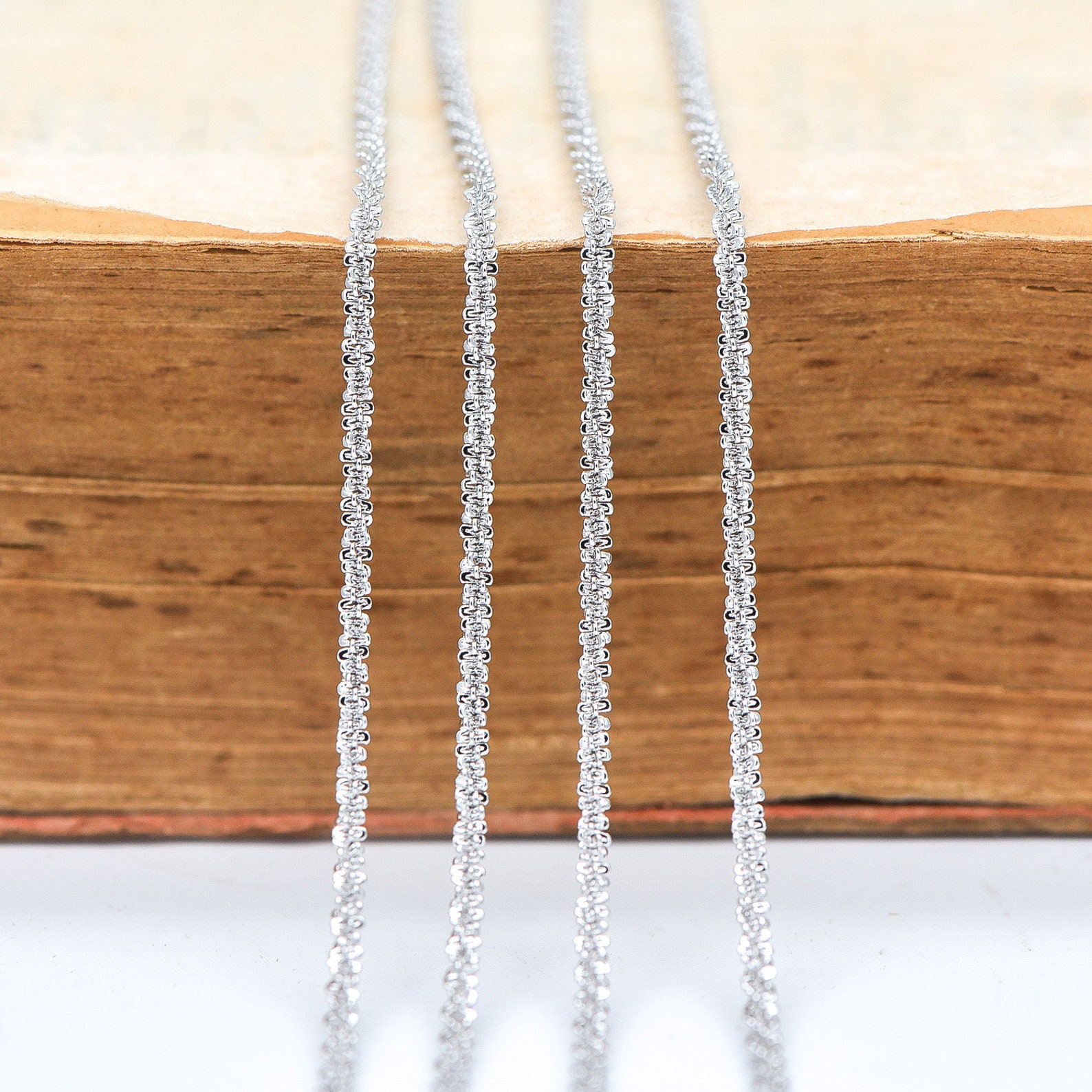 Silver tone Specialty Chains 2.2mm Rhodium plated Brass | Etsy