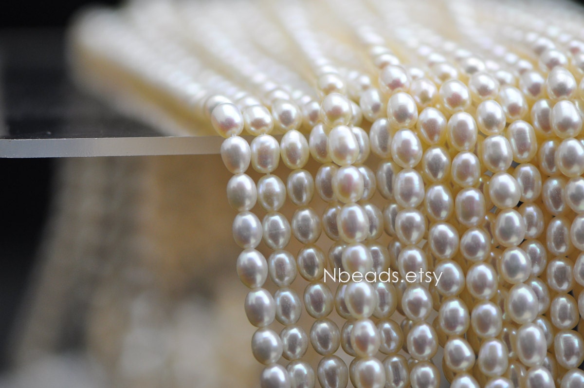 4-4.5mm Freshwater Rice Pearls Fresh Water Oval Pearls - Etsy