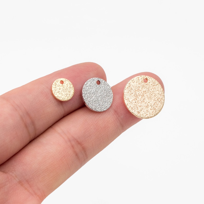 10pcs Gold/ Silver Tone Round Disc Charms 8/ 12/ 15mm, Gold/ Rhodium ...