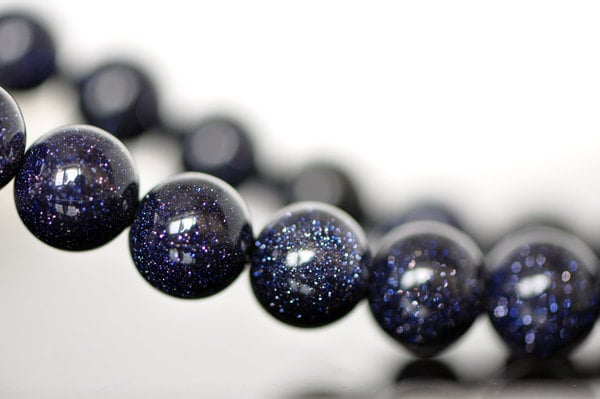 Smooth Round Blue Sand Natural Stone Beads 3/4/6/8/10/12mm Multi-size ...