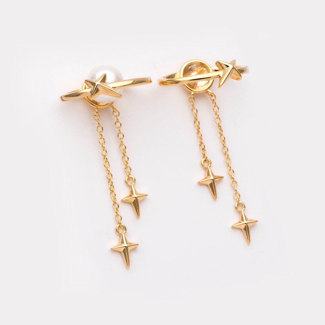 4pcs Gold Saturn Star Earring Pearl Earring Mounts Half - Etsy
